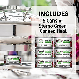 Sterno 2.25 Hour Green Canned Heat, Ethanol Gel, 6 Pack
