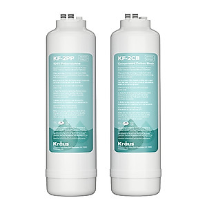KRAUS Replacement Filter Cartridges for Purita 2-Stage Under Sink Water Filtration System with Carbon Block and Polypropylene Filters (Set of 2), FC-101