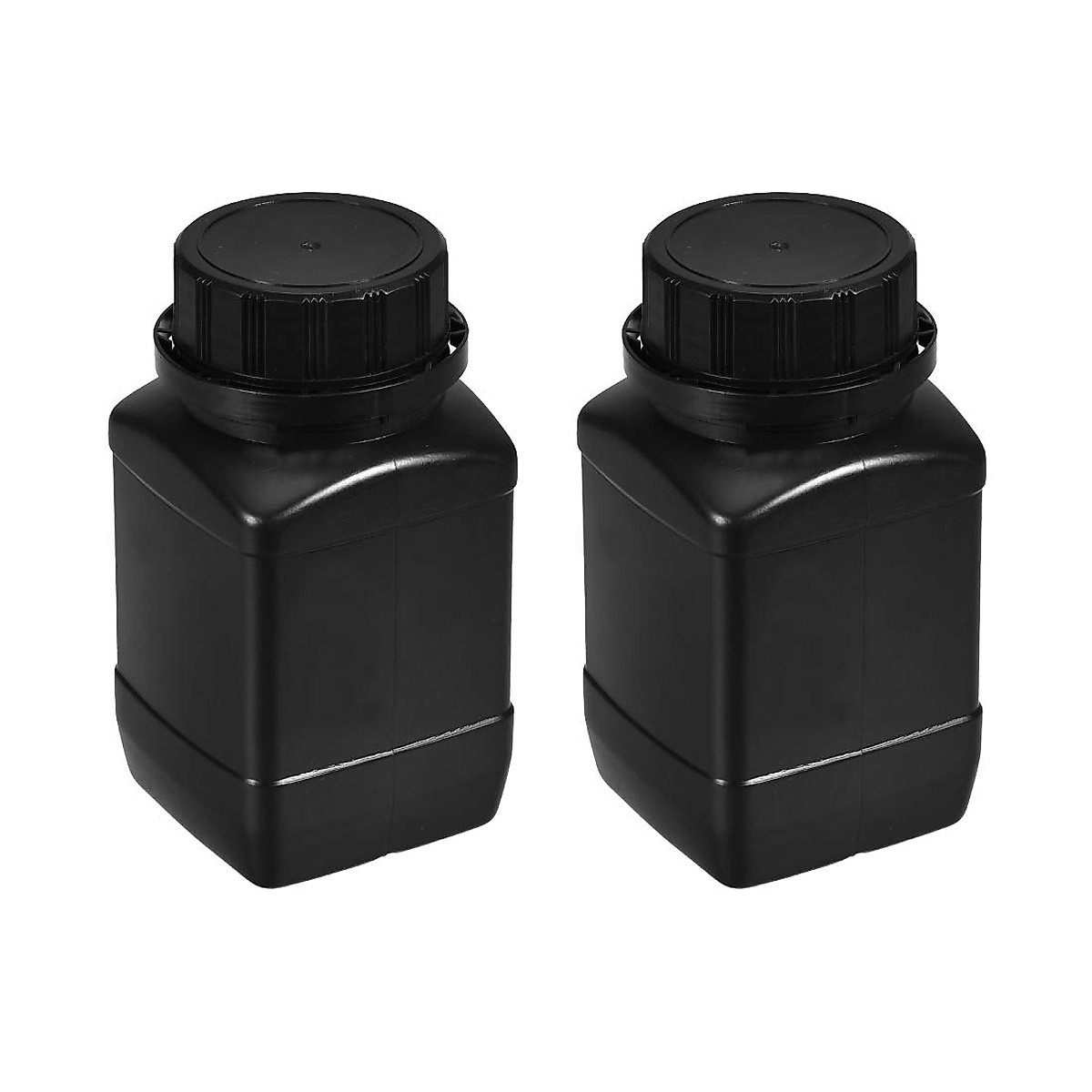 uxcell Plastic Lab Chemical Reagent Bottle, 250ml/8.45 oz Wide Mouth Sample Sealing Liquid/Solid Storage Bottles, Black 2pcs