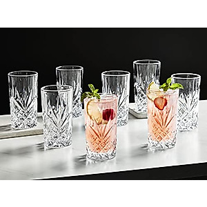 Godinger Highball Glasses, Tall Drinking Glasses for Water, Juice, Cocktails, Beer or Wine - Set of 4