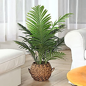 Fopamtri Fake Majesty Palm Plant 3 Feet Artificial Majestic Palm Faux Ravenea Rivularis in Pot for Indoor Outdoor Home Office Store, Great Housewarming Gift