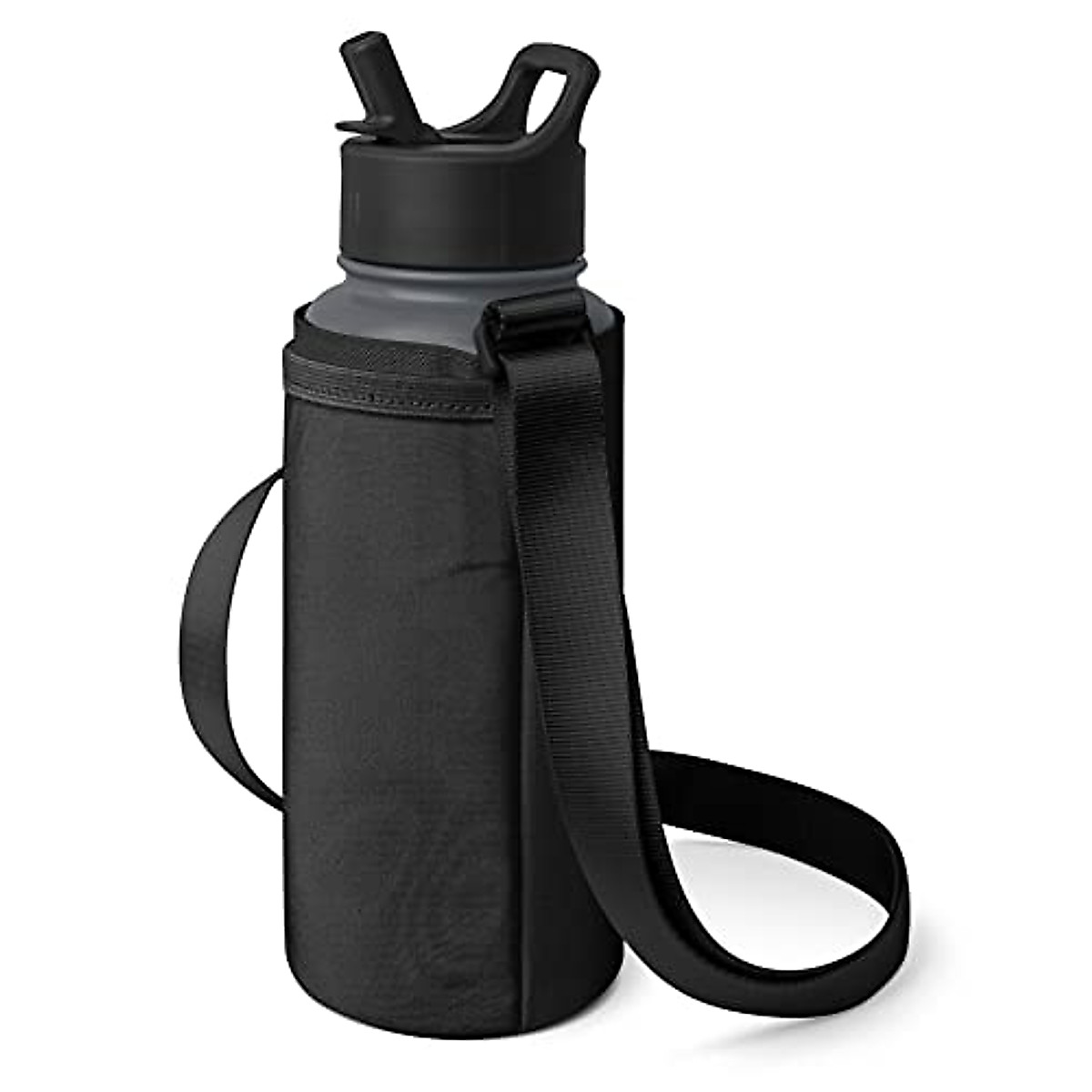 Simple Modern Water Bottle Carrier Sling with Adjustable Strap | Bottle Holder Crossbody Bag for Walking, Hiking and Traveling | Summit Collection | Midnight Black