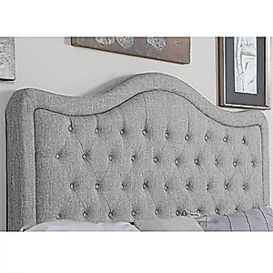 Rosevera Harriman Upholstered Polyester Tufted Button Adjustable Height Headboard, King, Gray