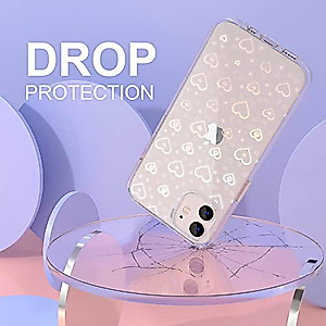 Tksafy Case for iPhone 12, iPhone 12 Pro Case, Clear Glitter Cute Laser Holographic Love Heart Pattern for Women Girls, Anti-Scratch Hard PC Protective Phone Cover for iPhone 12/12 Pro, Rainbow Heart