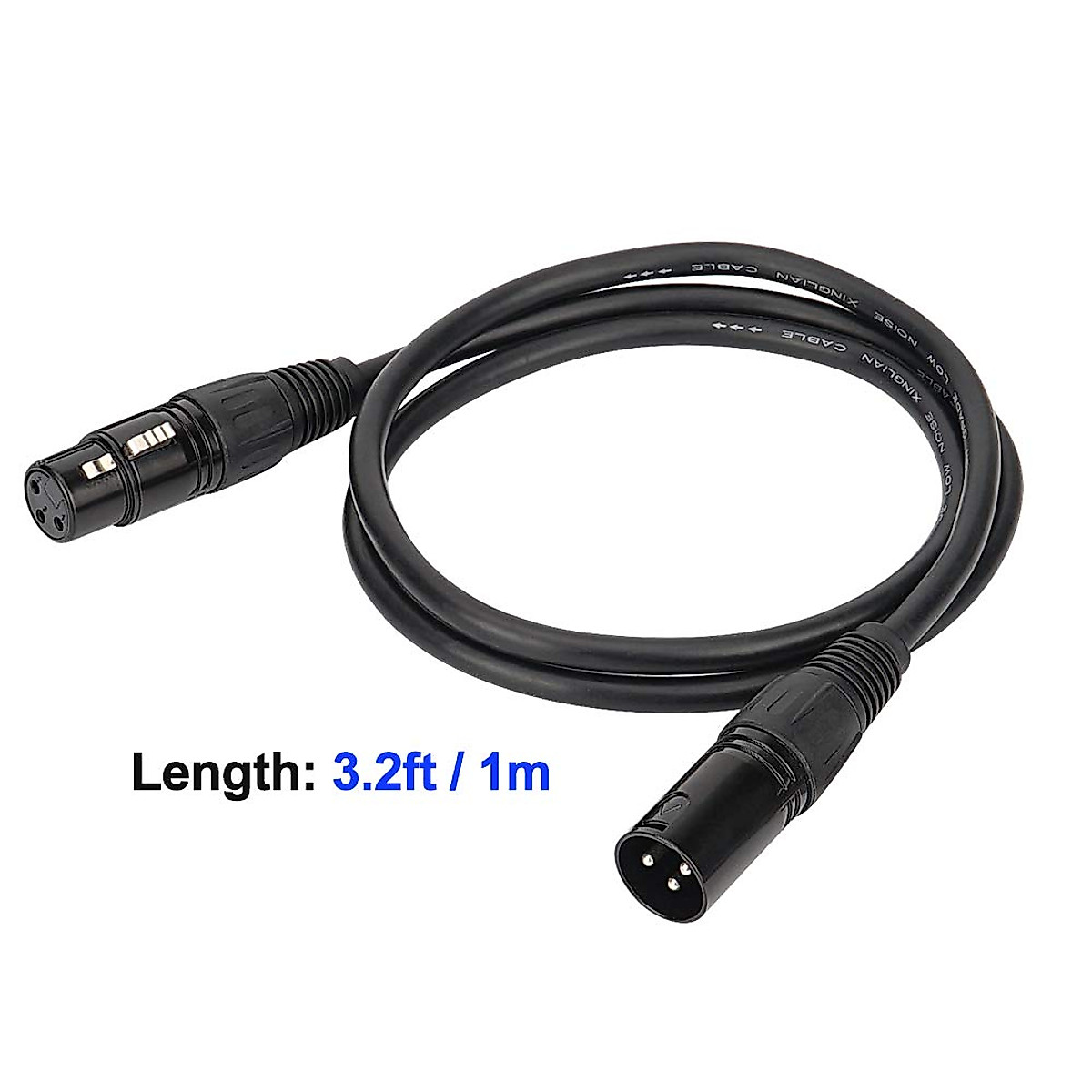 Eyeshot 3.2ft / 1m DMX Cable, 8PCS 3 Pin DMX Cables DMX Wires, DMX512 XLR Male to Female Stage Light Signal Cable with Metal Connectors, Connection for Stage & DJ Lighting fixtures