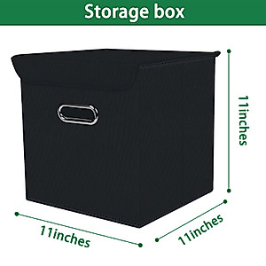 STOREONE Foldable Storage Bins Cubes Storage Organizer With Lid,Fabric Cube Storage Box With Handle,For Home Bedroom Office,Closet, Clothes, Toys,3 Pack,（Black