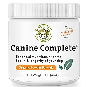 Wholistic Canine Complete with Organic Pumpkin for Dogs - 1 Lb - Dog Vitamins and Supplements with Pumpkin Powder for Digestion, Skin & Coat Health - Multivitamin for Dogs with Probiotics & Fiber