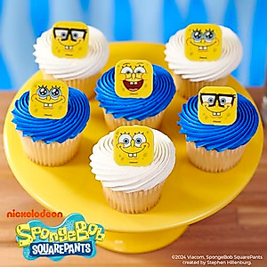 DecoPac SpongeBob SquarePants™ Mood Faces Rings, SpongeBob Cupcake Decorations Featuring SpongeBob SquarePants, Yellow - 24 Pack