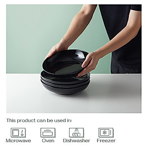 DOWAN 9.75" Large Pasta Bowls, 50 Ounce Large Salad Bowls, Ceramic Pasta Bowls Set of 4, Serving Bowls and Plates Set, Microwave and Dishwasher Safe