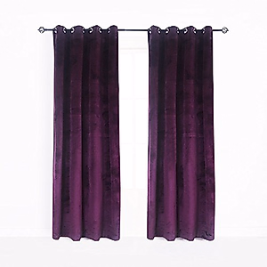 Cherry Home 52-Inch-by-84-Inch Velvet Blackout Grommet Curtain Panel, Purple