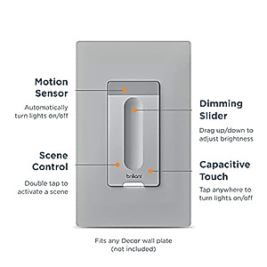 Brilliant Smart Dimmer Switch (Gray) — Compatible with Alexa, Google Assistant, Apple HomeKit, Hue, LIFX, SmartThings, TP-Link, Wemo and More