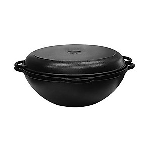 Kazan Uzbek 12 L Cast Iron Pot Plov Making Cookware Insulated Double Handle Dish Heavy Duty Oven with Lid Frying Pan