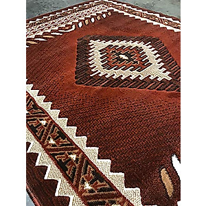 Kingdom South West Native American Area Rug Rust Brown Beige Design D143 (5 Feet 2 Inch X 7 Feet)