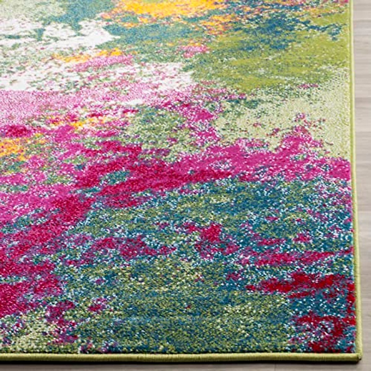 SAFAVIEH Watercolor Collection Accent Rug - 2'3" x 4', Green & Fuchsia, Colorful Boho Abstract Design, Non-Shedding & Easy Care, Ideal for High Traffic Areas in Foyer, Living Room, Bedroom (WTC697C)