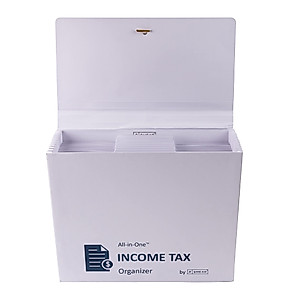 Smead All-in-One Income Tax Organizer, 12 Pockets, Flap and Cord Closure, Letter Size, Navy/White (70660)