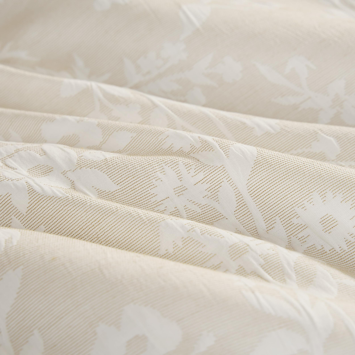 Lucky Brand Ava Floral Jacquard Duvet Cover Set - Beige - Twin/Twin XL Size - Luxurious Bedding Ensemble