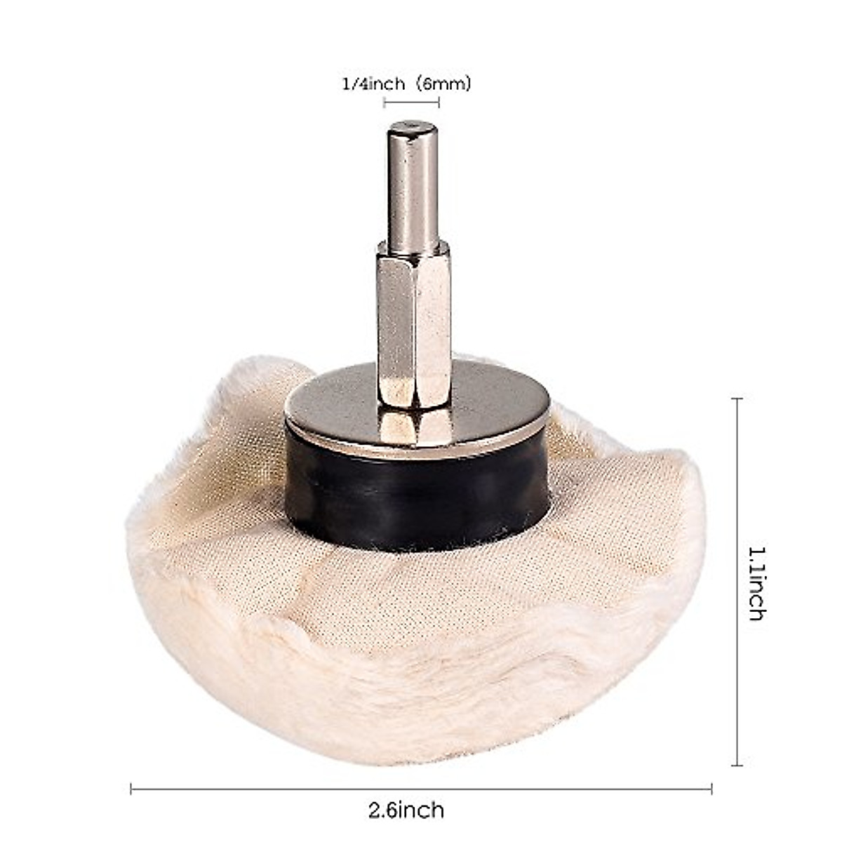 SCOTTCHEN Cotton Buffing Polishing Wheel for Drill White Flannelette Cone/Column/Ball/T-Shaped Pad with 1/4" Handle for Polishing Mag Rims, Aluminum, Chrome, Stainless 4Pcs