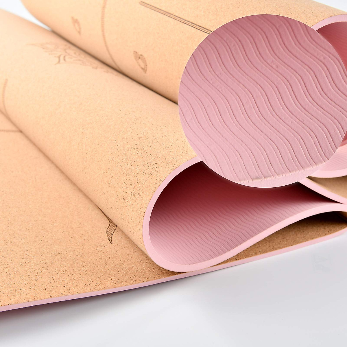 Cork Yoga Mat Thick 1/4" Extra Large 72"x24",Non Toxic Eco-friendly,Pilates Mat Fitness Mat Exercise Mats For Home Workout,Hot Yoga Mat for Men Women Kid Outdoor Pink