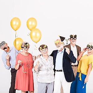 Threan 36 Pcs 40th 50th 60th Birthday Party Paper Eyeglasses Decoration, Birthday Eyeglasses Photo Props Decor for Men Women(50th)