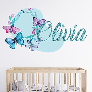 Name Wall Decals for Girls - Butterfly Decals for Wall - Butterfly Garland Decorations - Butterfly Decor for Girls Bedroom - Butterfly Stickers for Walls - Baby Girl Nursery Wall Decor - Girl Room