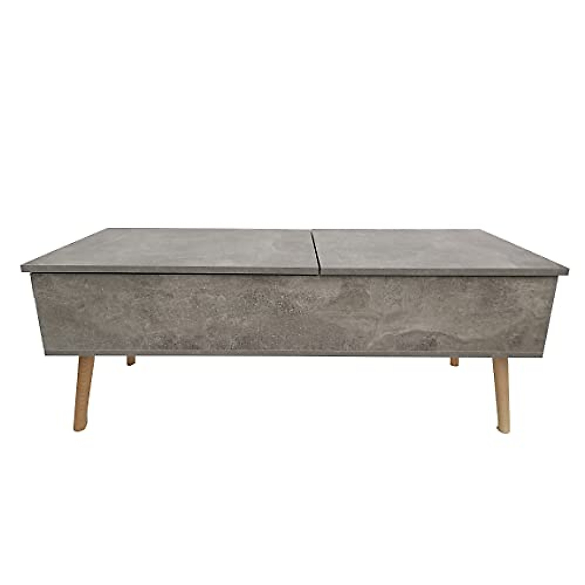 Aline Lift-Top Convertible Coffee Table with Wooden Legs (Gravel Grey)