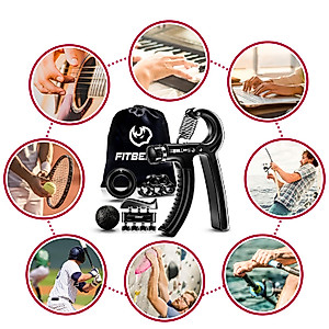 FitBeast Grip Strengthener Forearm Strengthener Hand Grips Strengthener Kit - 5 Pack Adjustable Resistance