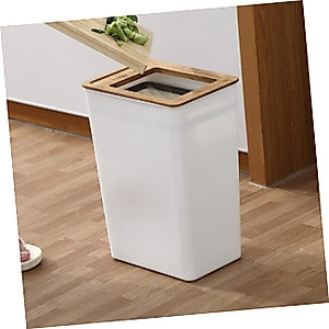 ABOOFAN Kitchen Garbage Cans Japanese Fair Pitcher Storage Bucket Strawberry Decor Bathroom Bin Wood Garbage Container Bin Trash Can Home Decor Trash Basket Wooden Bamboo Cover Desk Office