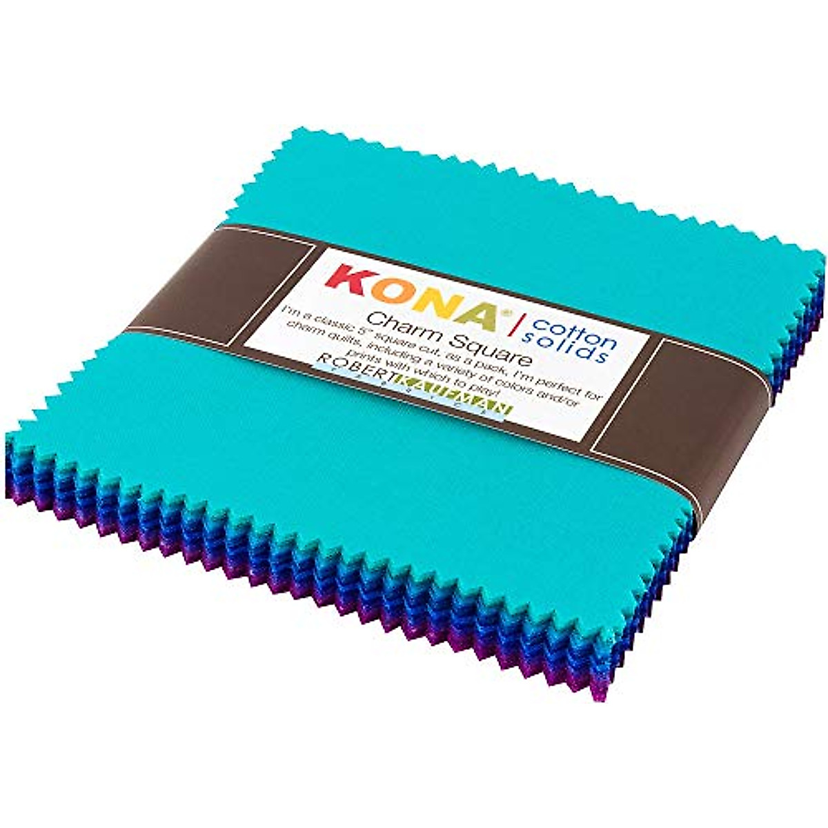 Kona Cotton Solids Peacock Charm Square 42 5-inch Squares Charm Pack Robert Kaufman CHS-720-42