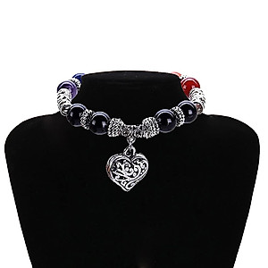 Hithop 10MM 7 Chakra Religion Healing Balance Stone Beaded Bracelet Yoga Reiki Charm Heart Bracelets