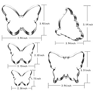 Butterfly Cookie Cutter Set-5 Piece-Butterfly Fondant Biscui Cutters