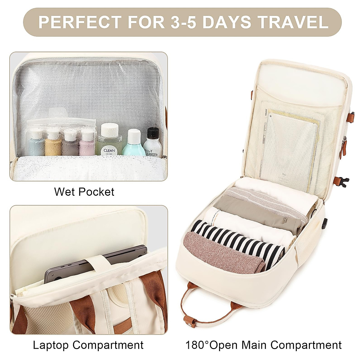 ACESAK Large Travel Backpack for Women Men - 40L Carry On Backpack Airline Approved Personal Item Bag for 15.6 Inch Laptop Backpack, Hiking Waterproof Outdoor Sports Casual Daypack Travel Essentials