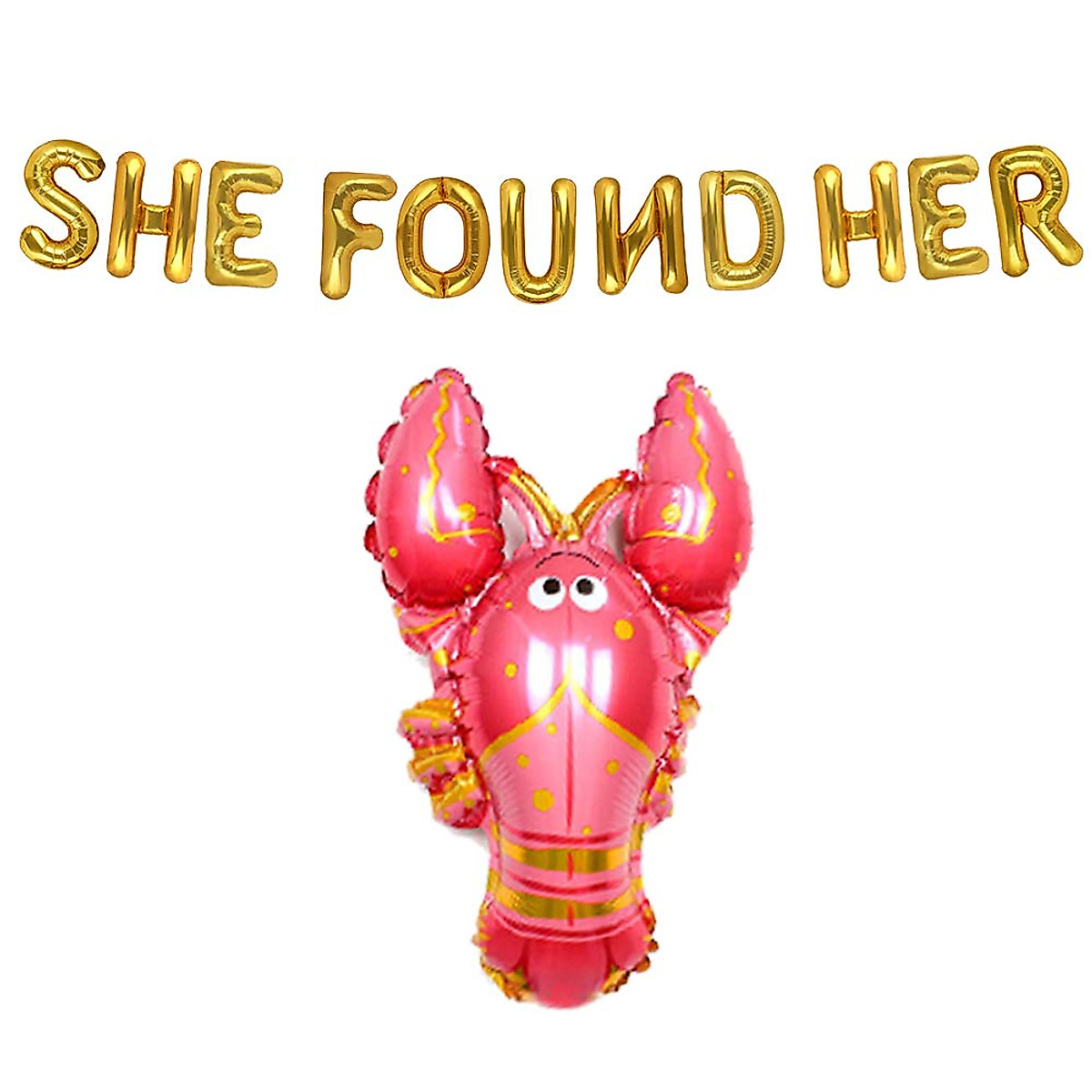 Geloar SHE Found HER Lobster Balloons Banner for Friends TV Show Theme Bridal Shower Bachelorette Bride to Be Wedding Engagement Final Fiesta Rachel Monica Hen Party Supplies Decorations (Gold)