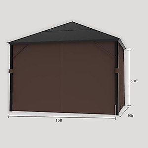 Sunshine Outdoor Replacement Gazebo Curtains 4 Panels with Zipper for Garden Patio Yard (10'x10', Brown)(Curtains Only)