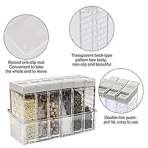 Jucaifu 6 Pcs Spice Shaker Jars, Salt and Pepper Shakers, Plastic Spice Dispenser, Salt Shakers, Seasoning Shaker Box, Condiment Set, spice containers (White)