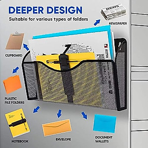 LQPAFZ Magnetic File Holder 3 Pockets File Folder Organizer, Office Hanging Magazine Rack for Refrigerator, White Board, No Drilling Paper Document Holder Mail Organizer for File Cabinets
