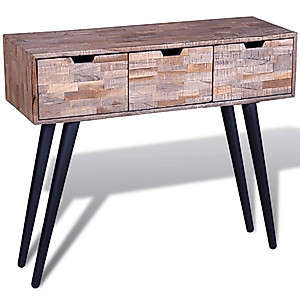 vidaXL Console Table with 3 Drawers Reclaimed Teak Wood