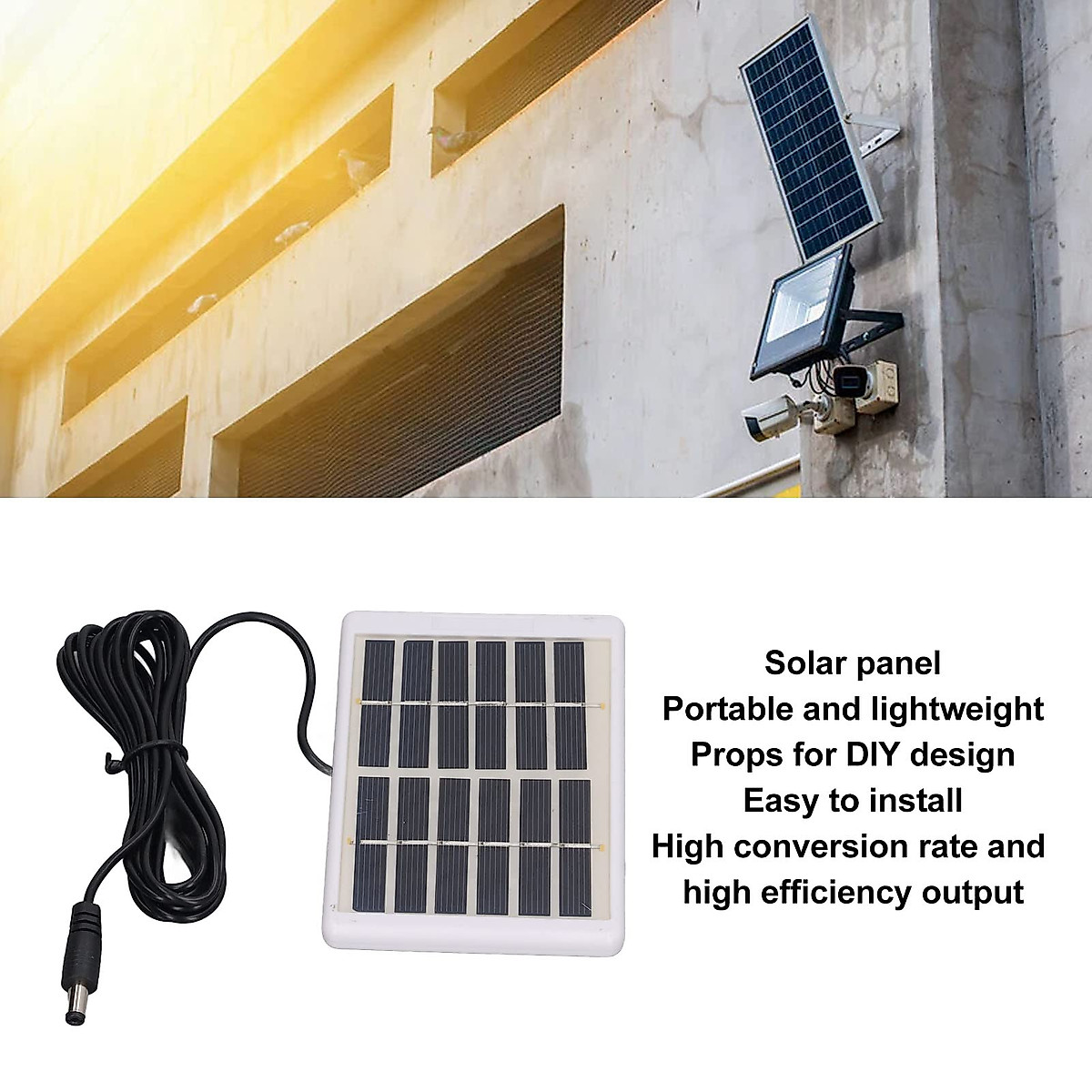 Portable Solar Panel 1.2W 6V 9V Polysilicon Crystals DC Interface Solar Charger Panel for Solar Water Pumps, Solar Lawn Lights