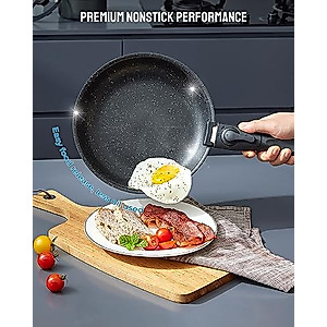 Induction Cookware Set 10 Pieces, Nonstick Pots and Pans Set with Detachable Handles, for All Hobs, Stackable Design, Dishwasher/Oven Safe
