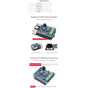 Coolwell HRB8825 Stepper Motor HAT Compatible Raspberry Pi Series Board/Jetson Nano, Drives Two Stepper Motors, 6 Available Microstepping Modes