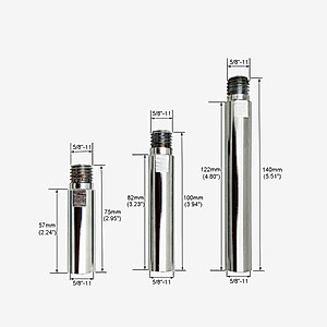 Gaquolam 5/8"-11 Thread Angle Grinder Extension Shaft Set Connecting Rotary Rod Car Polishing Adapter of 3pcs, 3 inch, 3.9inch, 5.5inch