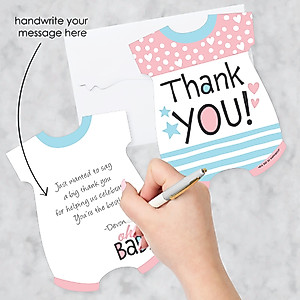 Big Dot of Happiness Baby Gender Reveal - Shaped Thank You Cards - Team Boy or Girl Party Thank You Note Cards with Envelopes - Set of 12