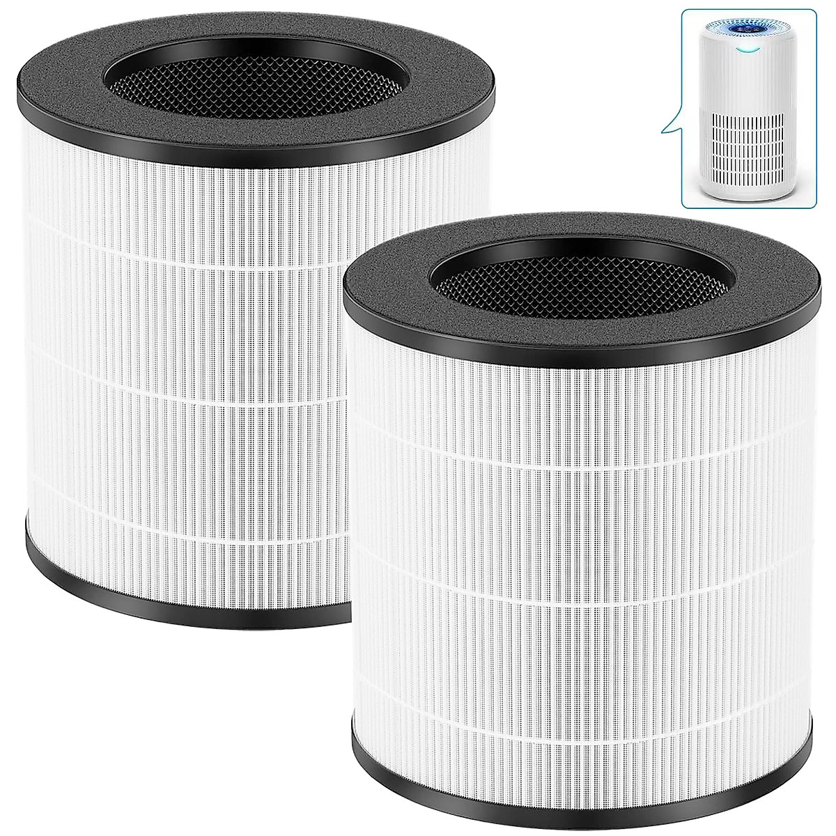 D09 Replacement Filter Compatible with Tailulu D09 Air Purifier, 3 IN 1, H13 True HEPA filter & High efficiency activated carbon & Pre-Filter, 2 Pack