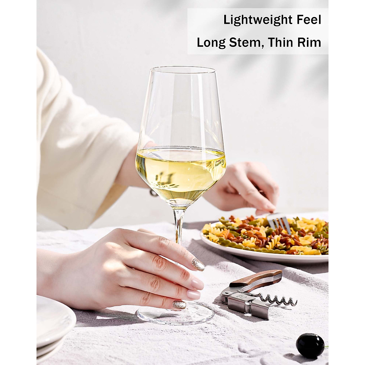 JBHO Polishing Cloth, Wine Glasses Polishing Cloths and 17 oz Lead-Free Wine Glasses Set of 6