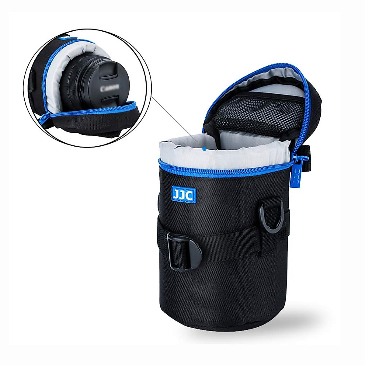 JJC Camera Lens Pouch Case for Canon RF 85mm EF-S 55-250mm EF 24-70mm Nikon Nikkor AF 70-300mm & More, Zipper Polyester Lens Protective Bag Interior Size 3.1x6.1”