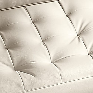 SILKIR 3-Person Sofa Couch for Living Room | Perfect for: Apartment/Studio/Office & Small Space | Poly Fabric | Fast and Easy Assembly Modern Contemporary Mid-Century, Faux Leather, White