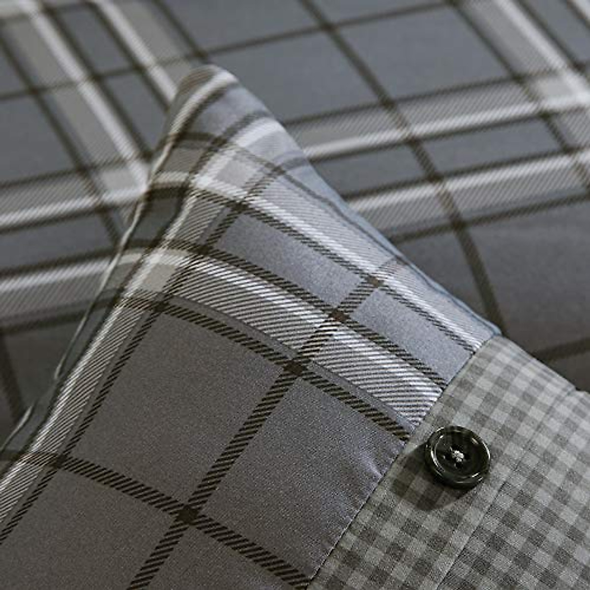 Intelligent Design Daryl 5 Piece Plaid All Seasons PrintComforter Set, Full/Queen, Grey - Ultra Soft Microfiber Teen Bedding