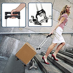 LEADALLWAY Shopping Carts for Groceries with 6+4 Wheels Portable Telescopic Handle Aluminum Stair Climbing Cart (with Rope+Shopping Bag)