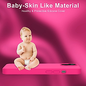 DEENAKIN Compatible with iPhone 14 Case with Screen Protector,Soft Flexible Silicone Rubber Cover for Women Girls for Women Girls,Slim Fit Shockproof Protective Phone Case 6.1" Hot Pink