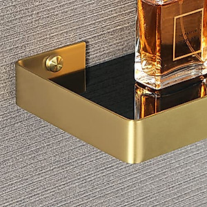 Alise Glass Shelf Bathroom Shelves Wall Mount 12 Inch,GDL3300-G SUS 304 Stainless Steel Brushed Gold Finish
