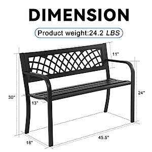 Dopinmin Outdoor Bench, Rust-Proof Cast Iron Park Bench, Hold 485 lbs Heavy-Duty Metal, 50" x 21" x 35", Bronze